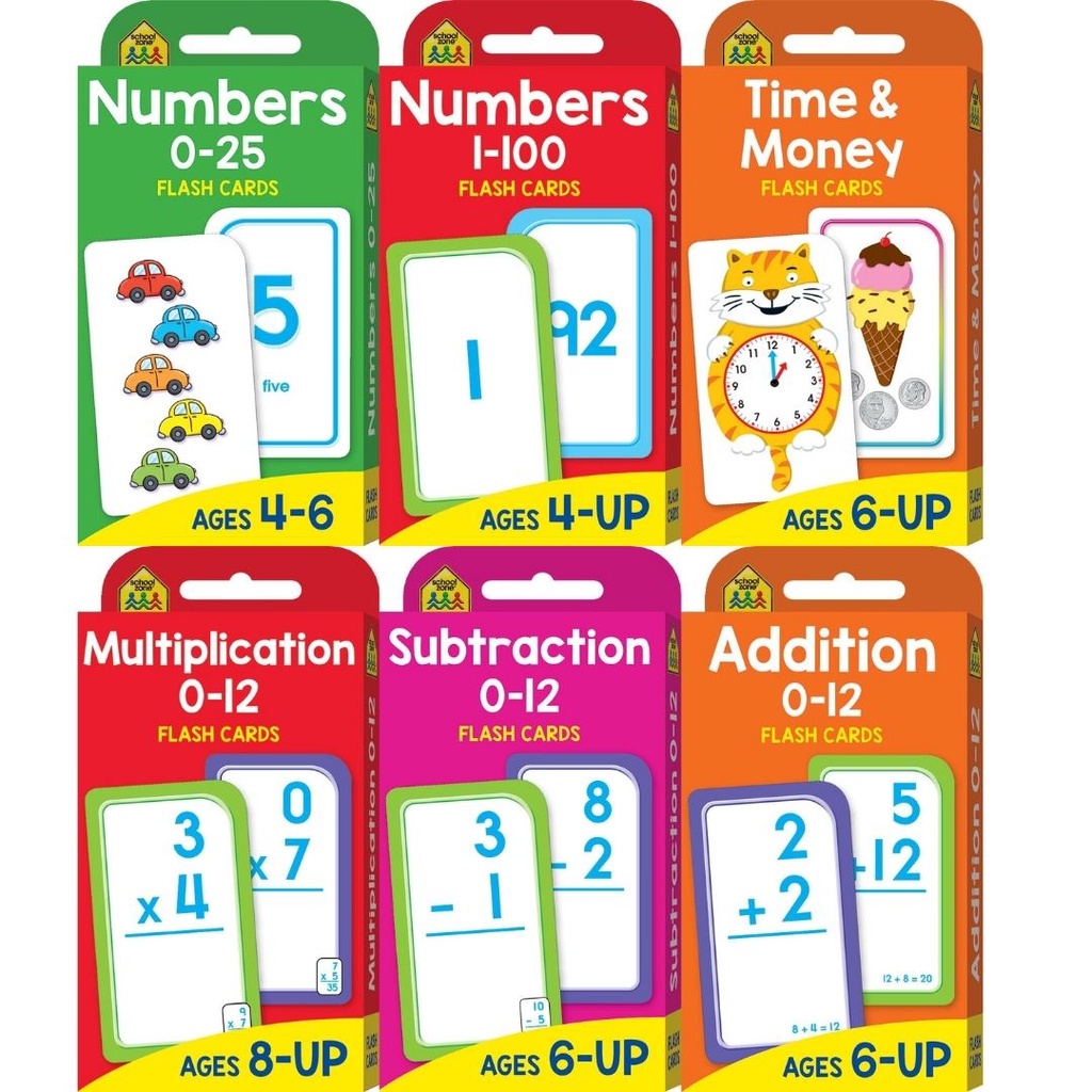 School Zone Flash Cards Time & Money/Subtraction/Addition ...