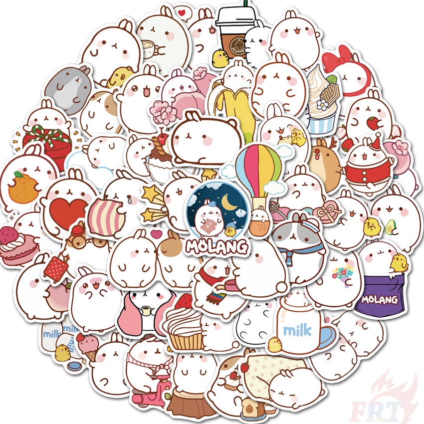 50Pcs/Set Kawaii Molang & Piu Piu Series 01 Stickers Cute Korea Fat ...