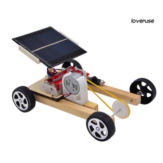 JYWJ♫Children Solar Power Wooden Pulley Car Toy Scientific Experiment ...
