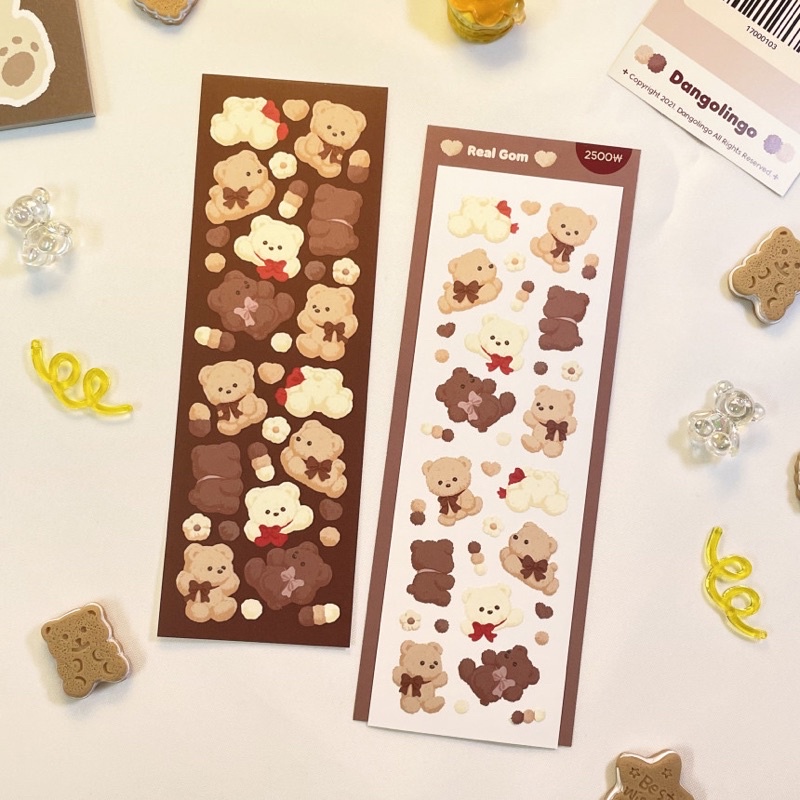 [Dango x Lingo] Cute Bear Real GOM Korean Sticker | Shopee Singapore