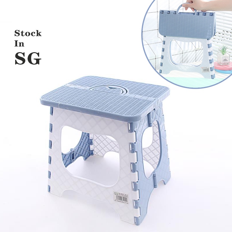 Foldable Stool Seat Camping Folding Stackable蓝白凳子，彩虹凳子 | Shopee Singapore