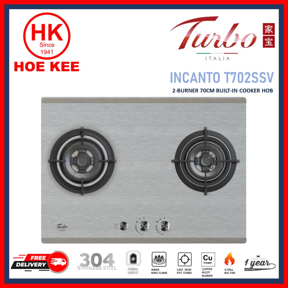 Turbo Incanto T702SSV 70cm 2 Burners Built-In Hob | Shopee Singapore