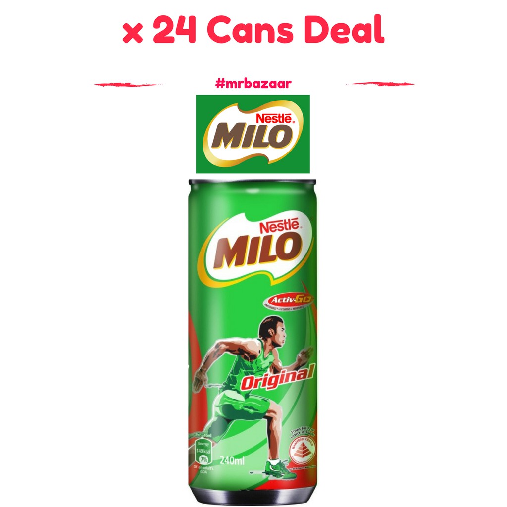 Nestle Milo Original Can x 24 cans (240ml) Deal Chocolate Malt Energy ...