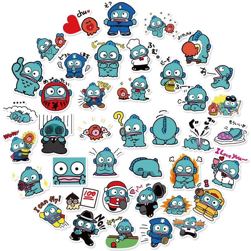 40 pcs Cute Hangyodon Sanrio Cartoon Waterproof Scrapbook Stickers ...