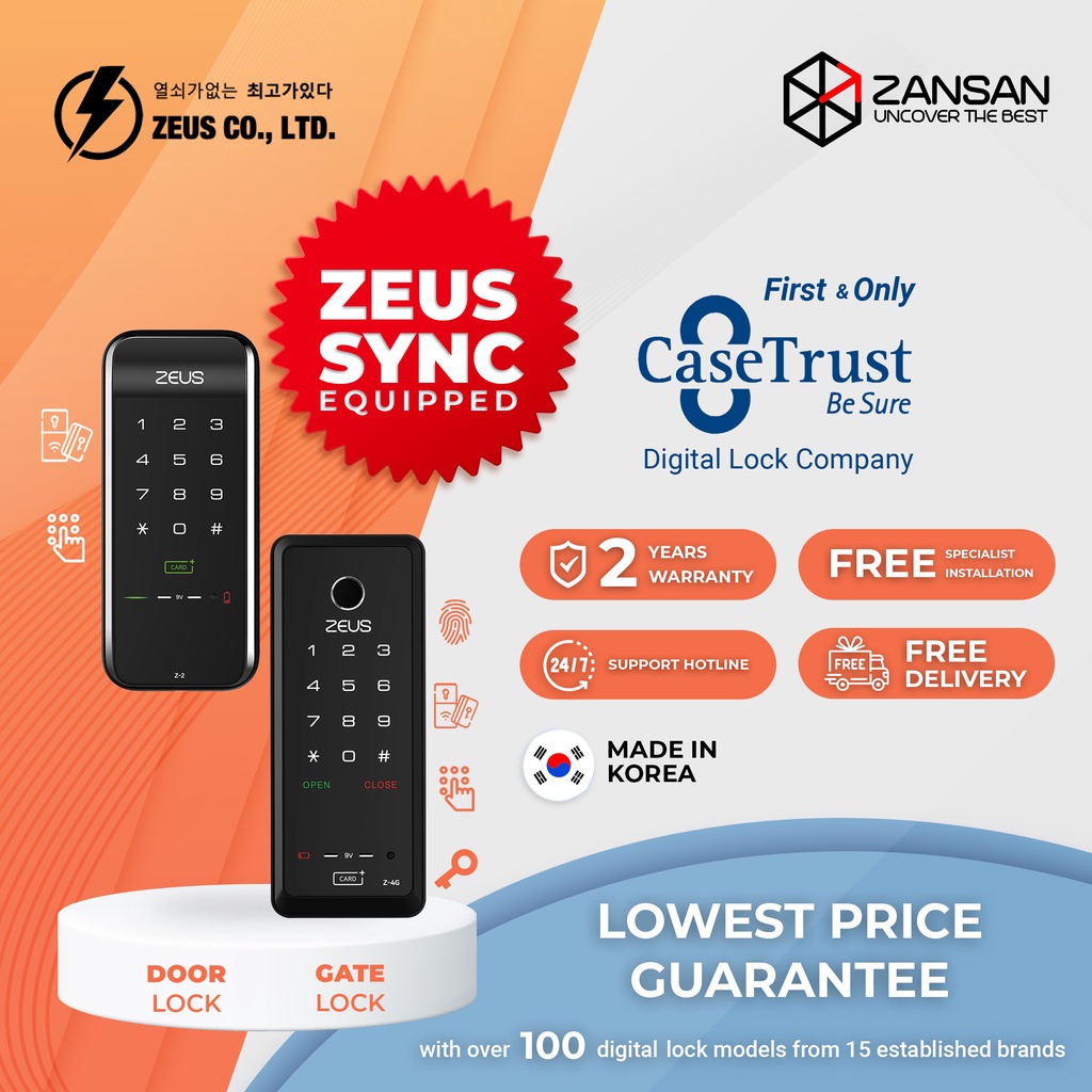[Sync Lock] Zeus Z-4GS Synchronize Digital Gate Lock / Four way to ...