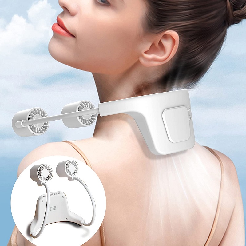 Portable Back Fan & Neck Fan Small Personal Desk Fan Rechargeable ...