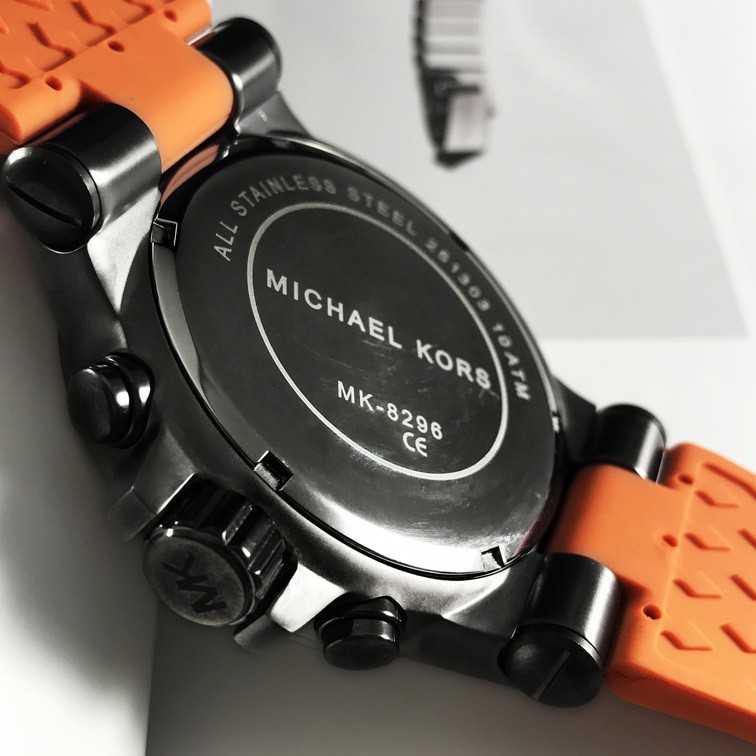 MK8296 Men's Dylan Black Dial Black IP Steel Orange