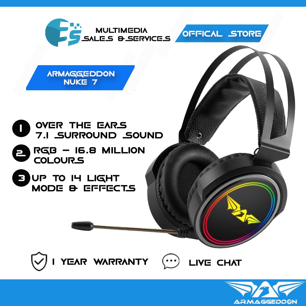 Armaggeddon Nuke 13R RGB Gaming Headphone with Mic | 7.1 Surround Sound ...