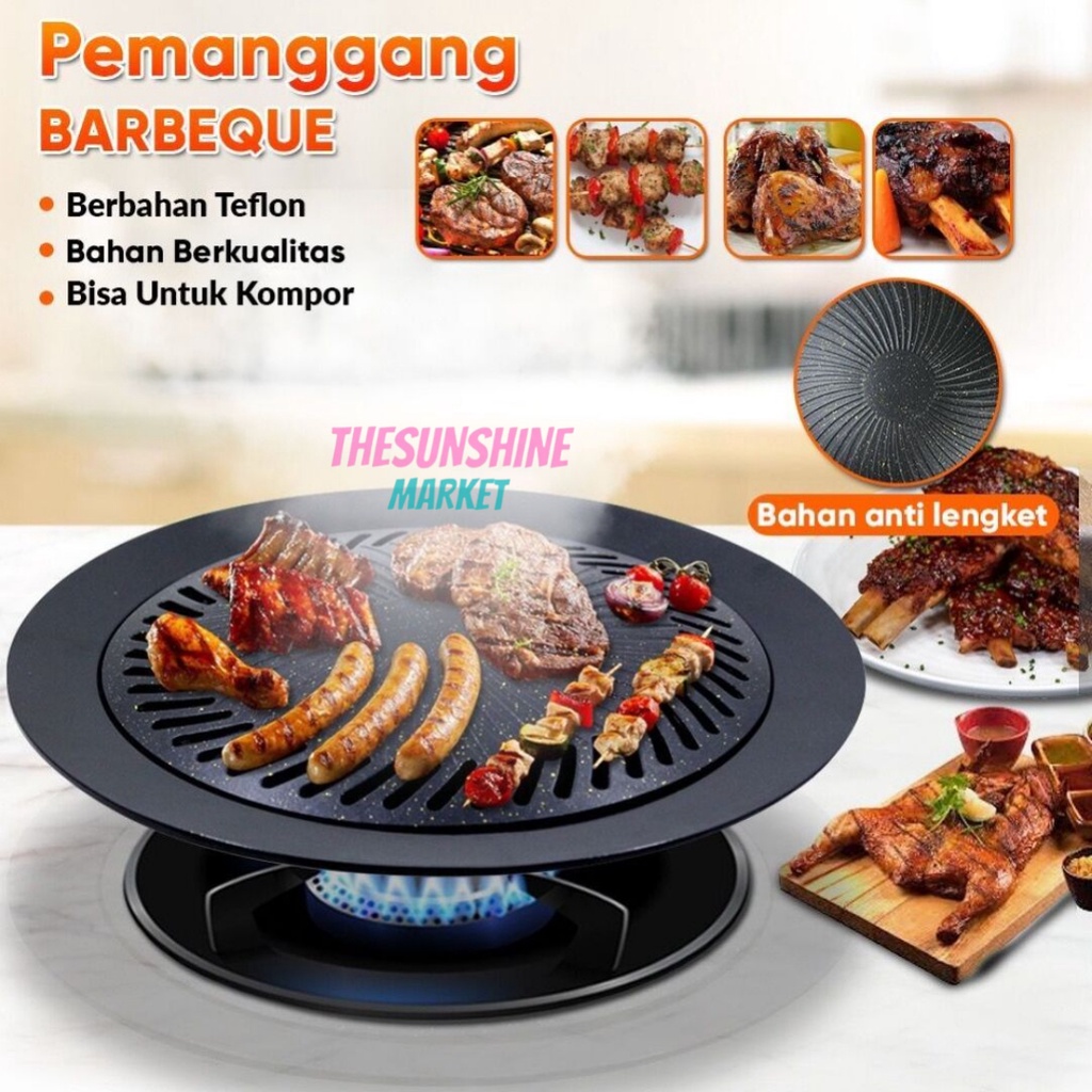Grill BBQ Grill Round Pan Stove / Grill Pan Round Korean Barbecue BBQ ...