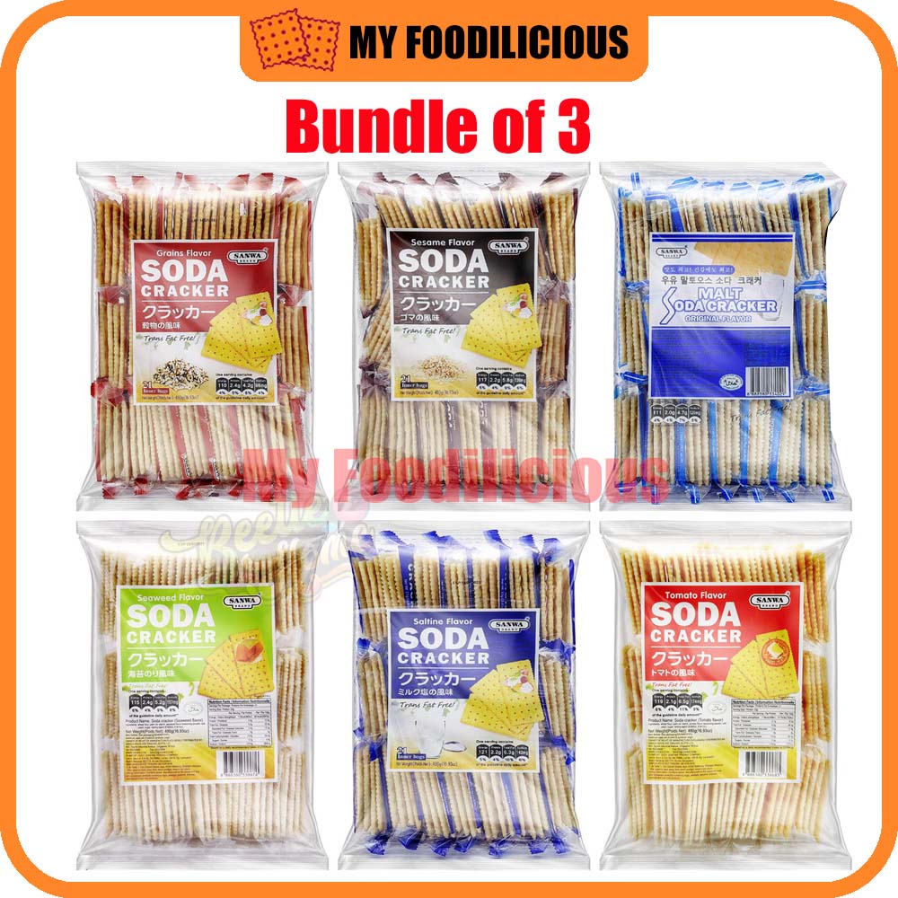 Sanwa Soda Crackers 480g/21pkts Saltine/Original/Sesame/Grain/Seaweed ...