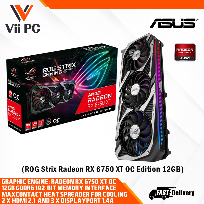 ASUS ROG Strix Radeon RX 6750 XT OC Gaming Graphics Card (AMD RDNA 2 ...