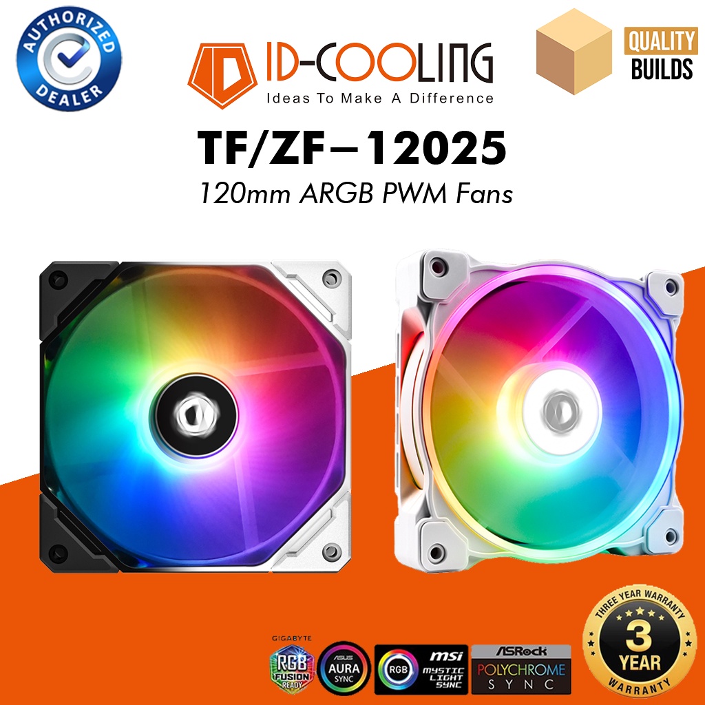 ID-Cooling TF ZF 12025 ARGB Black White Pink 120mm 3-pin 5v RGB PWM Fan ...