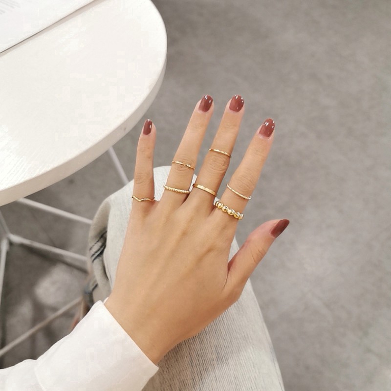 Ring Korean 7 Piece Ring Set Joint Ring Female Student Girlfriends Tail ...