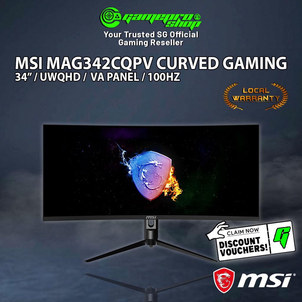 MSI Optix MAG342CQPV Curved Gaming Monitor - 34 100hz UWQHD / VA Panel ...
