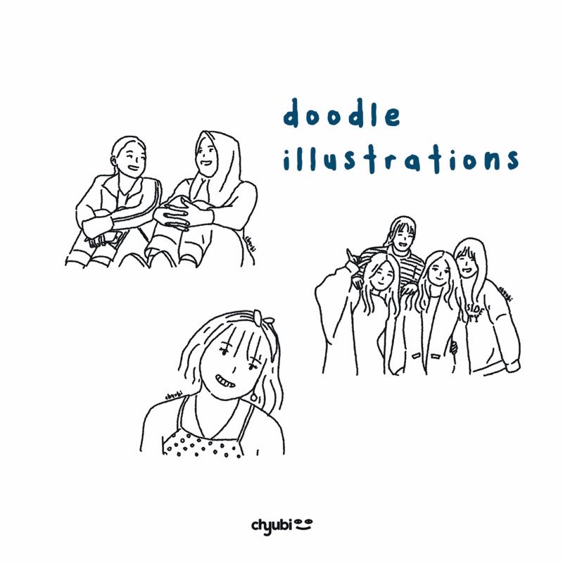 Doodle Illustrations (digital file) portrait customise custom | Shopee ...