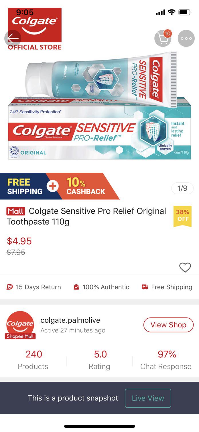 Colgate Sensitive Pro Relief Original Toothpaste 110g | Shopee Singapore