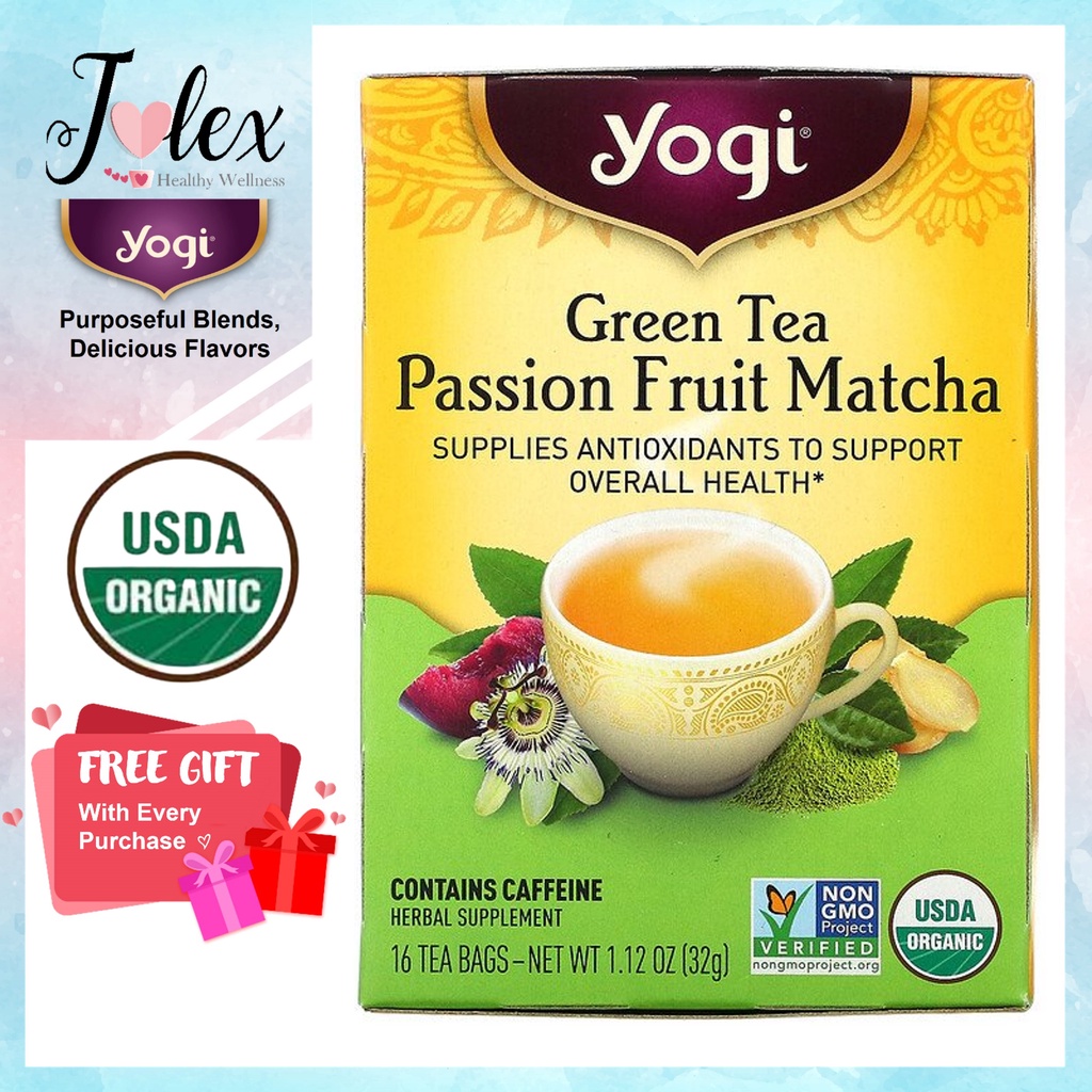 🌟 Yogi Tea 🌟 Green Tea, Passion Fruit Matcha, 16 Tea Bags, 1.12 oz (32 ...