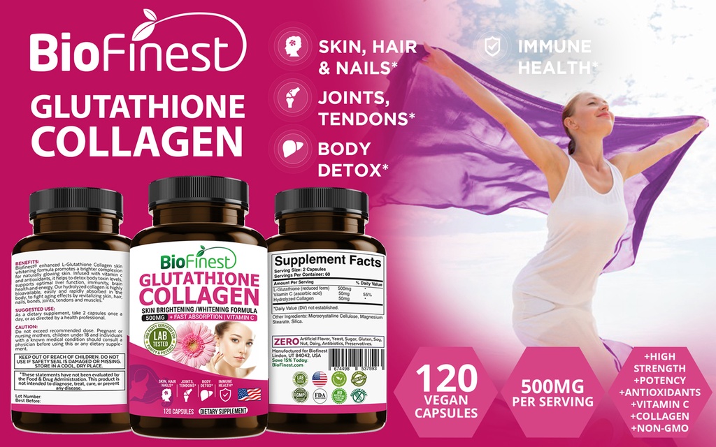 Biofinest L Glutathione Collagen 500mg Supplement - Vitamin C ...