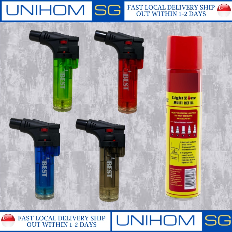 UnihomSG [ReadyStock] Jet-Flame Windproof Gas Torch Lighter Refillable ...