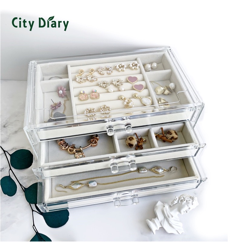 Double Layer Clear Acrylic Jewelry Box Storage Container Organizer ...