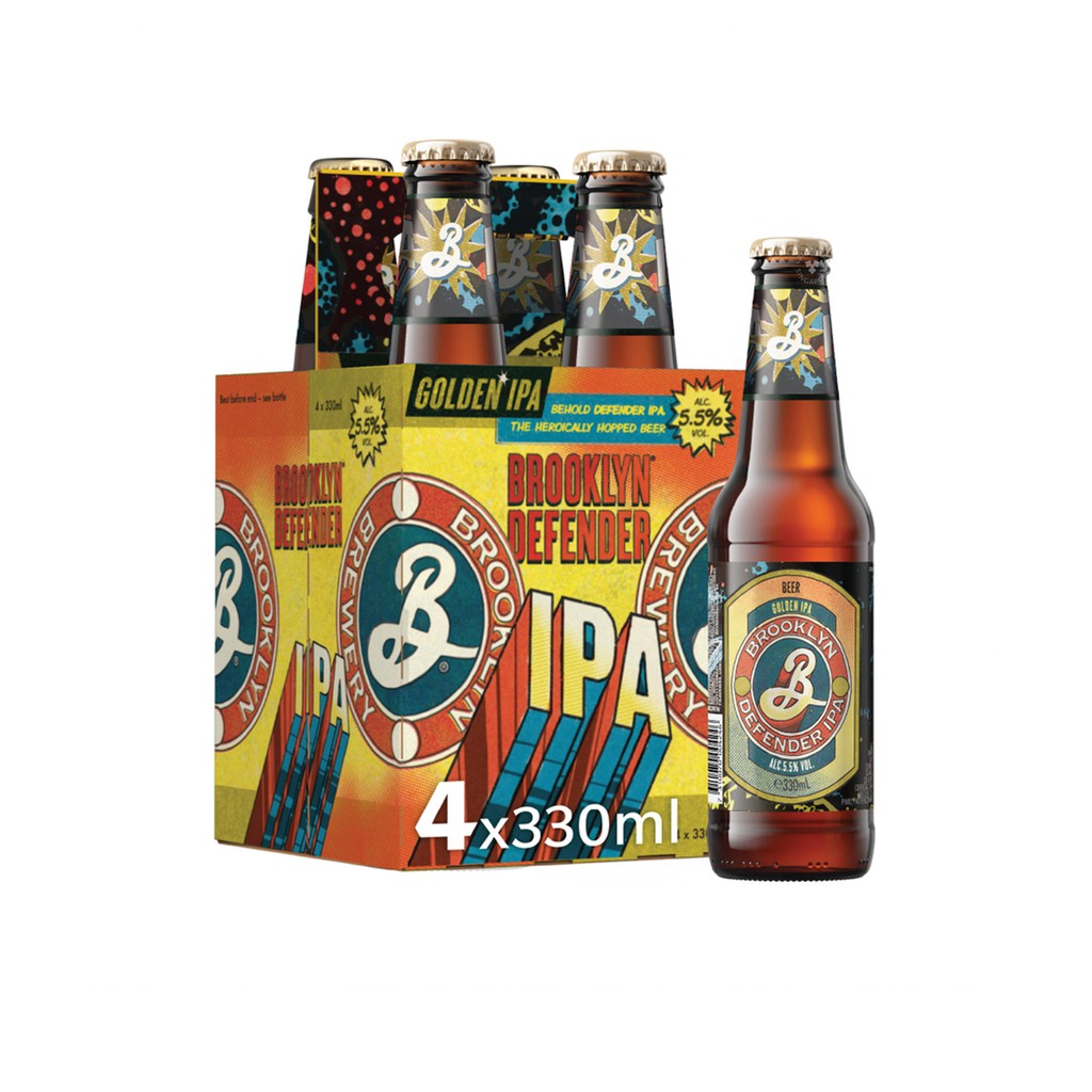 Brooklyn Brewery Defender IPA Craft Beer 330ml Pint Bottle [Bundle of 4 ...