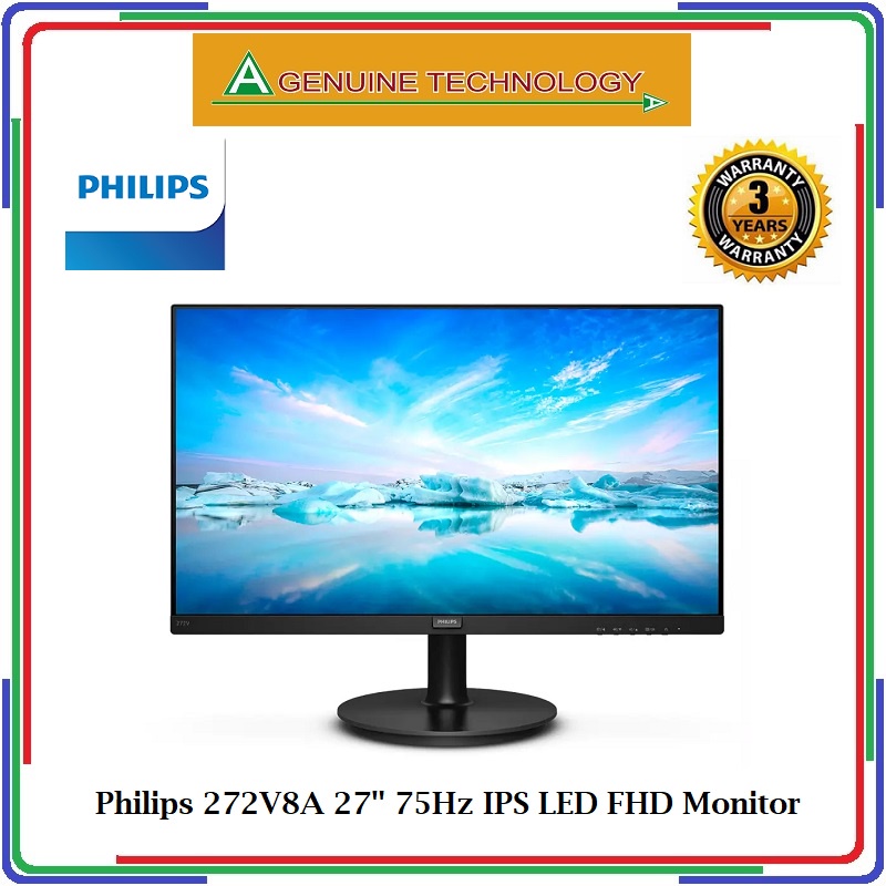 Philips 272V8A/69 27" 75Hz IPS LED FHD Monitor - VGA, HDMI, DP, SPK ...