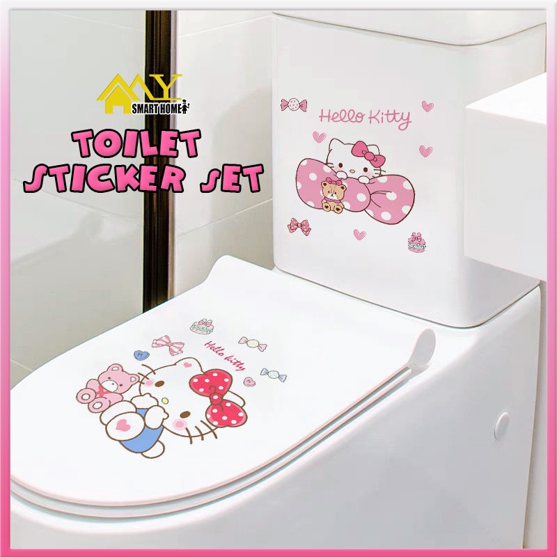 Hello Kitty Toilet Stickers Set Cute Toilet Lid Decals Cartoon Pink ...