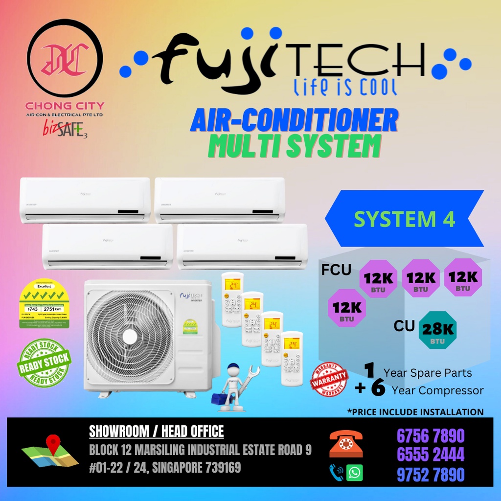 FUJITECH AIRCON Multi-system [System 4] [FCU= 12k + 12k + 12k + 12k, CU ...