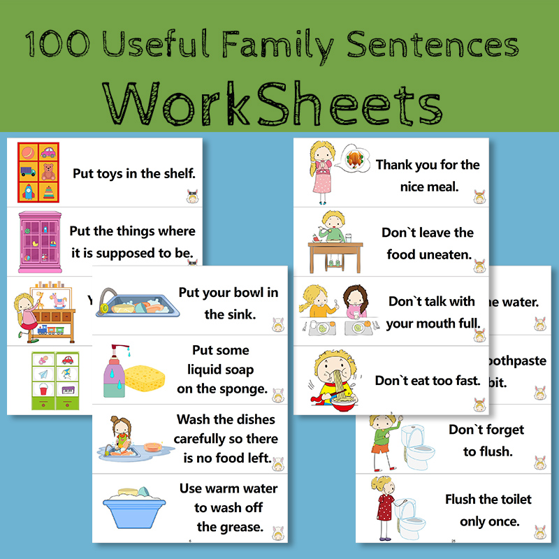 31Pcs/set 100 Useful Family Sentences WorkSheets Workbook Kids Children ...