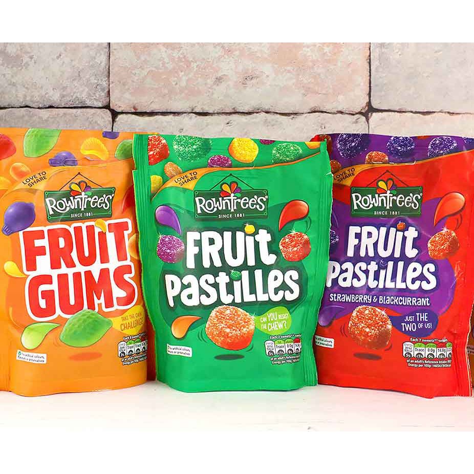 Rowntrees Gums Candy Pouch (143g) - Fruit Gums / Fruit Pastilles Mix ...