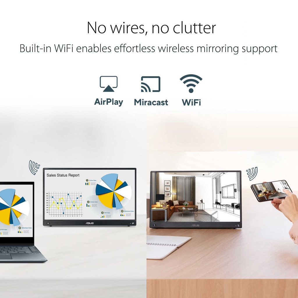 ASUS ZenScreen GO MB16AWP Wireless Portable Monitor- 15.6 inch, IPS ...