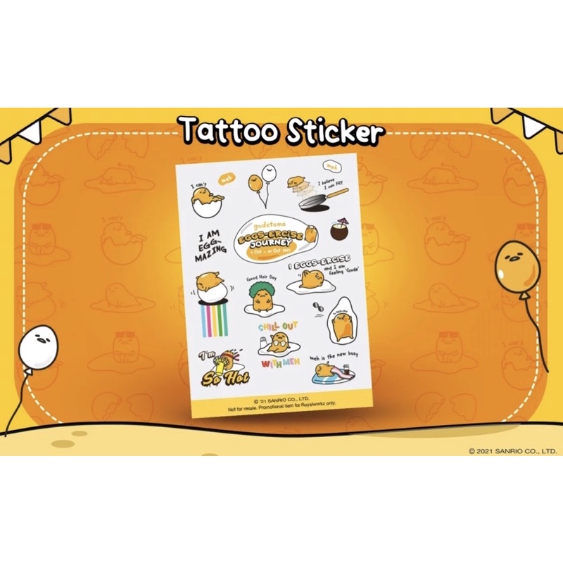 NEW! Sanrio Gudetama Run Tattoo Sticker Set | Shopee Singapore