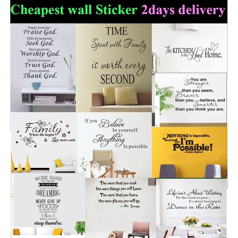 Inspirational Quotes Wall Stickers 2 days delivery | Shopee Singapore