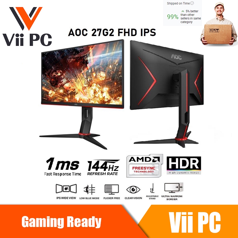 AOC 27G2 27" Frameless Gaming IPS Monitor, FHD 1080P, 1ms 144Hz, NVIDIA ...