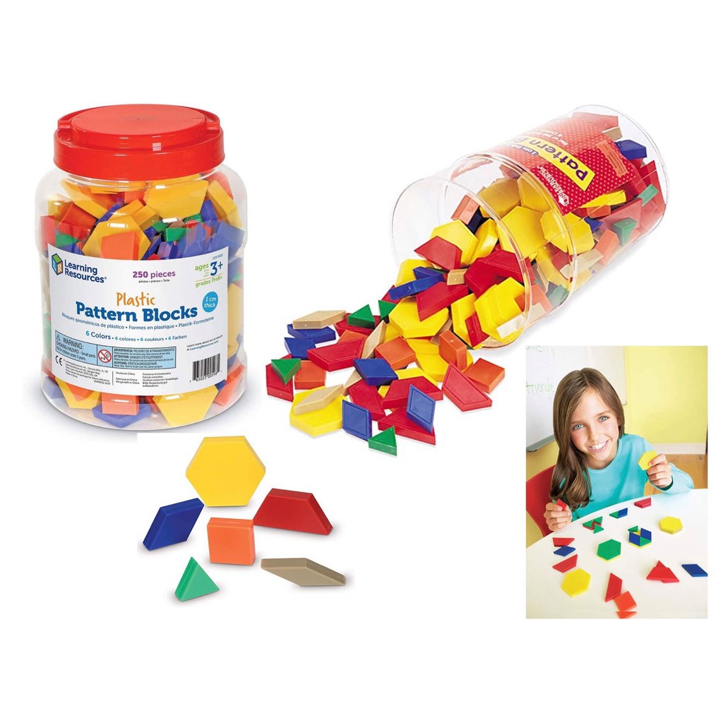 Learning Resources Plastic Pattern Blocks Set, 1cm (250 Piece) | Shopee Singapore