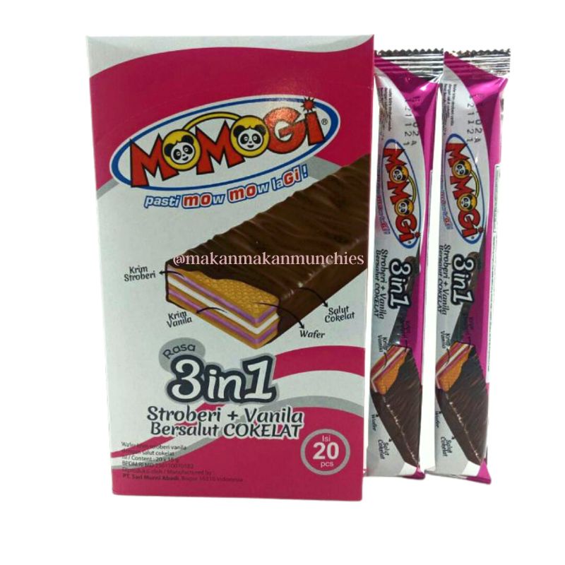 Momogi 3 in 1 Strawberry + Vanilla Wafer coated Chocolate | Shopee ...