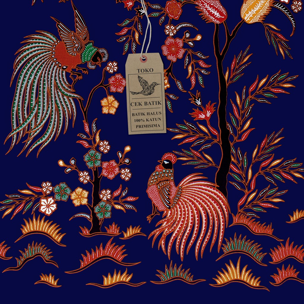 Batik Fabric - Bird And Flower Motif Basic Color (Blue) | Shopee Singapore