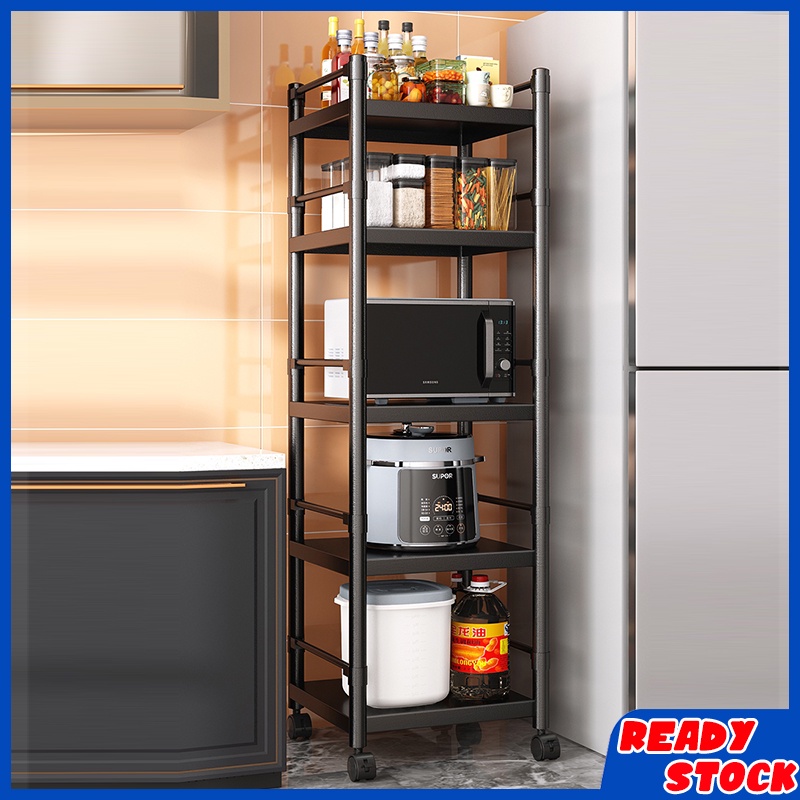 Movable Metal Rack Shelf with Wheels / Kitchen Storage Rack / Slit Rack ...