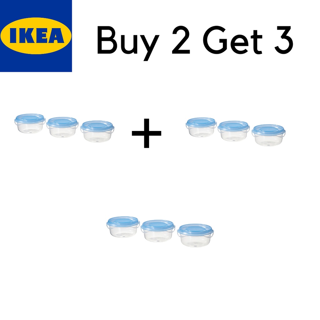 Ikea PRUTA IKEA PRUTA Transparent Food Container Blue 70ml Contents 9pcs | Shopee Singapore
