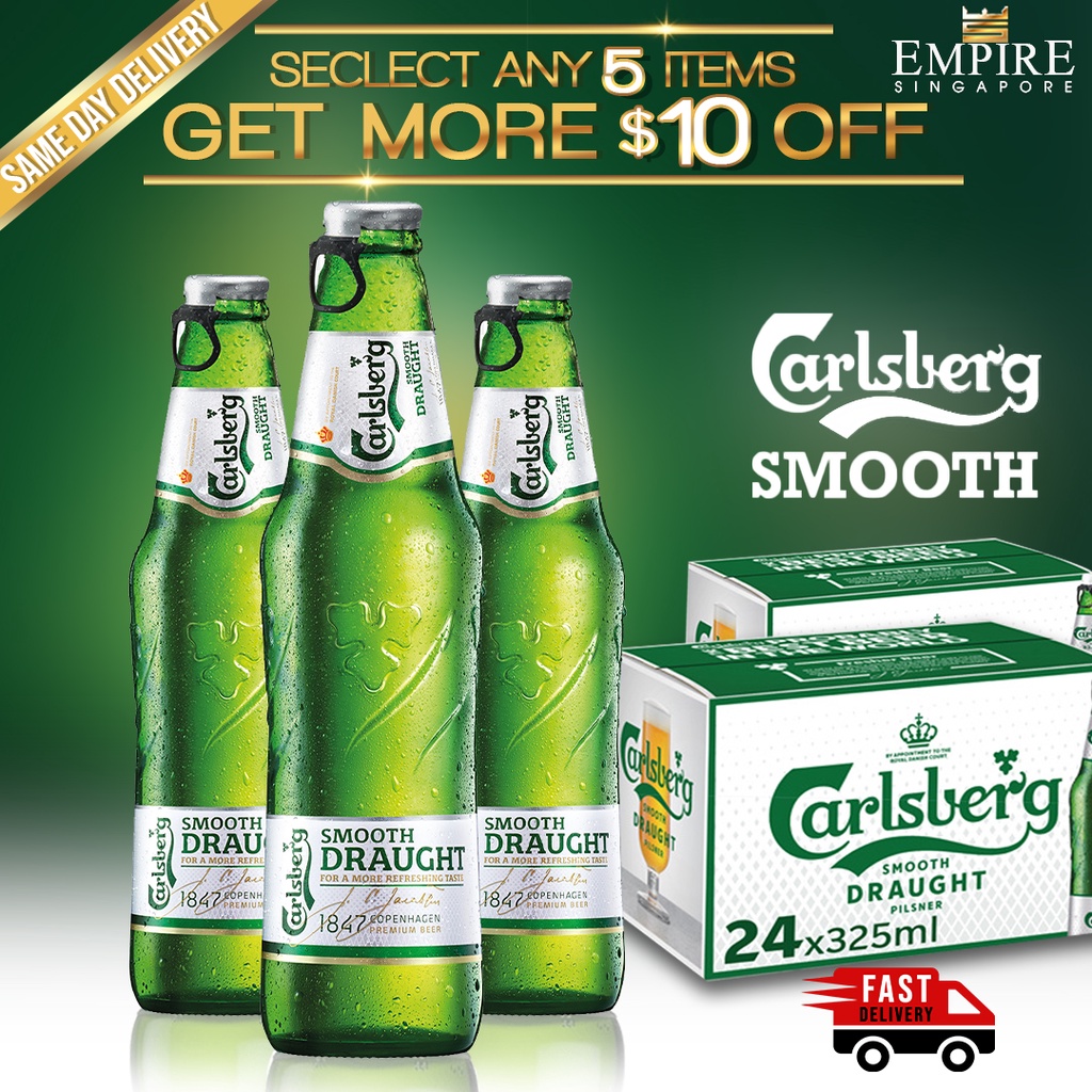 CARLSBERG SMOOTH DRAUGHT - 24 Bottles x 325 ML (BBD: 09/2022) | Shopee ...