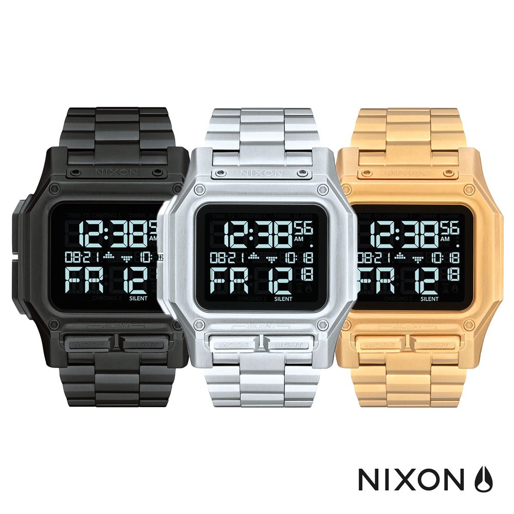 Nixon Regulus SS Mens 46mm - All Black (A1268001) / Black/Silver ...