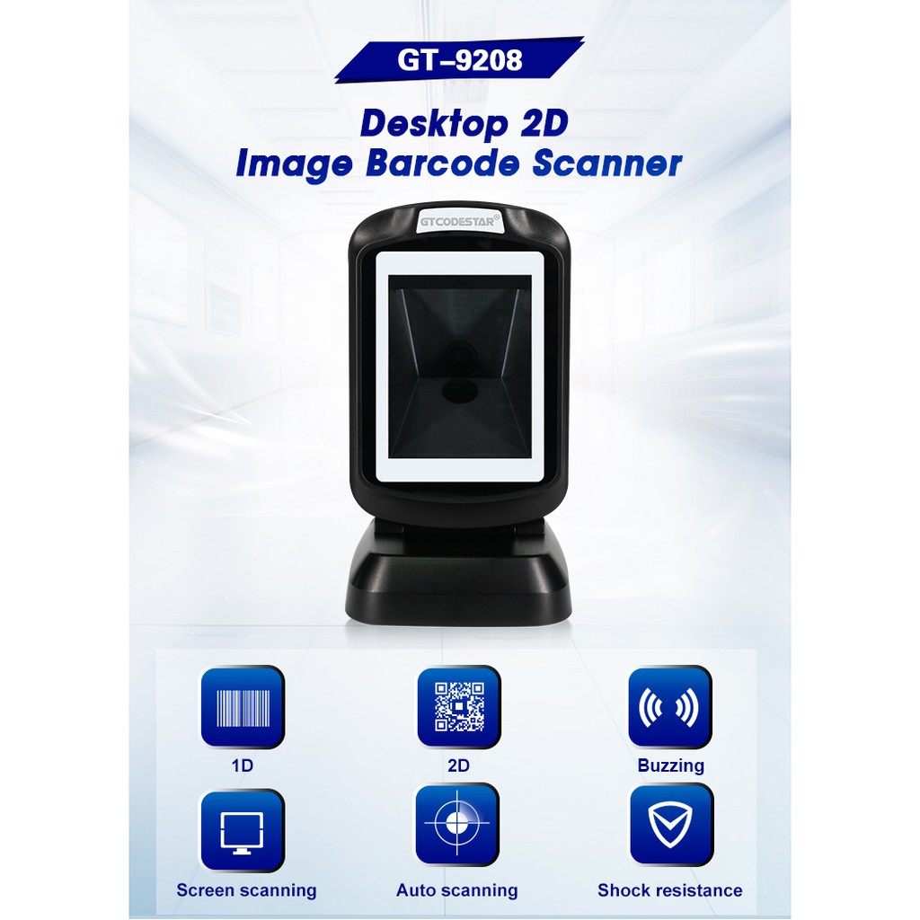 2D QR Code GT-9208 Desktop 1D/2D Image Barcode Scanner, Safe Entry ...