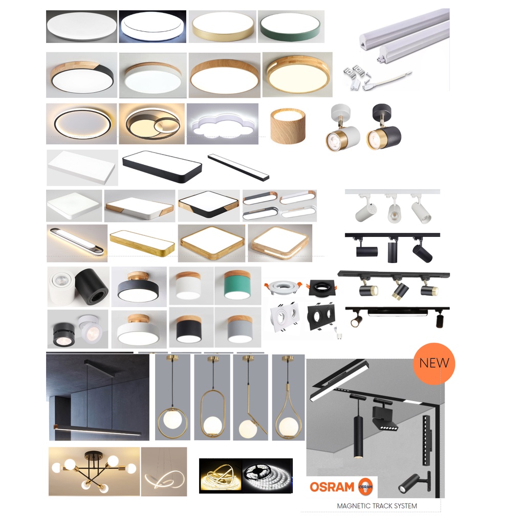 TML 18W 24W 36W Nordic LED Ceiling Light Black White Wood Frame ...