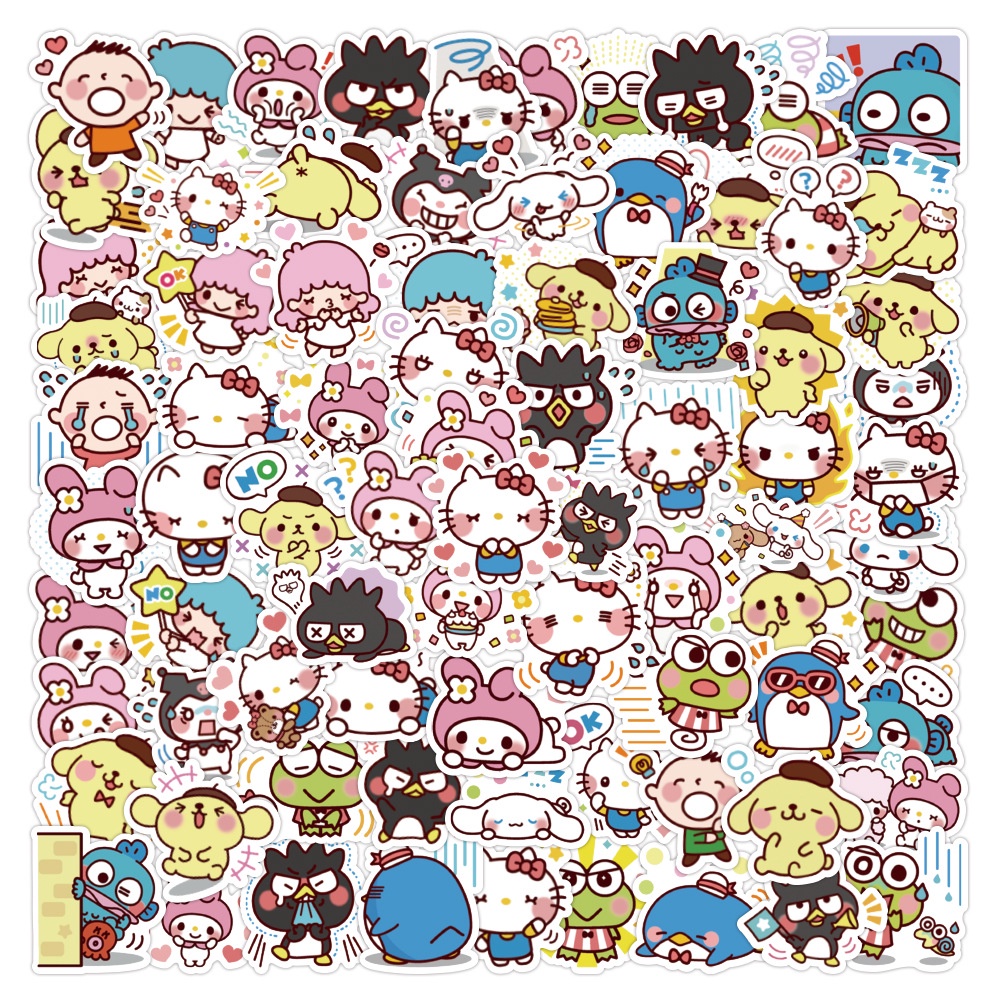 80 pcs Chibi Sanrio Cartoon Characters Waterproof Stickers | Shopee ...
