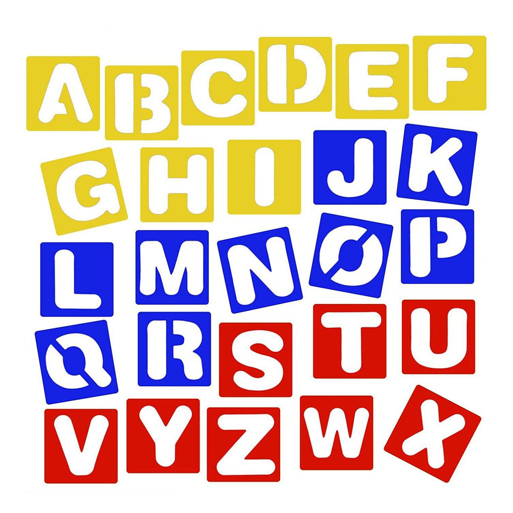 Small size 3 x 3inches color letter stencil, 26 Pieces Alphabet ...