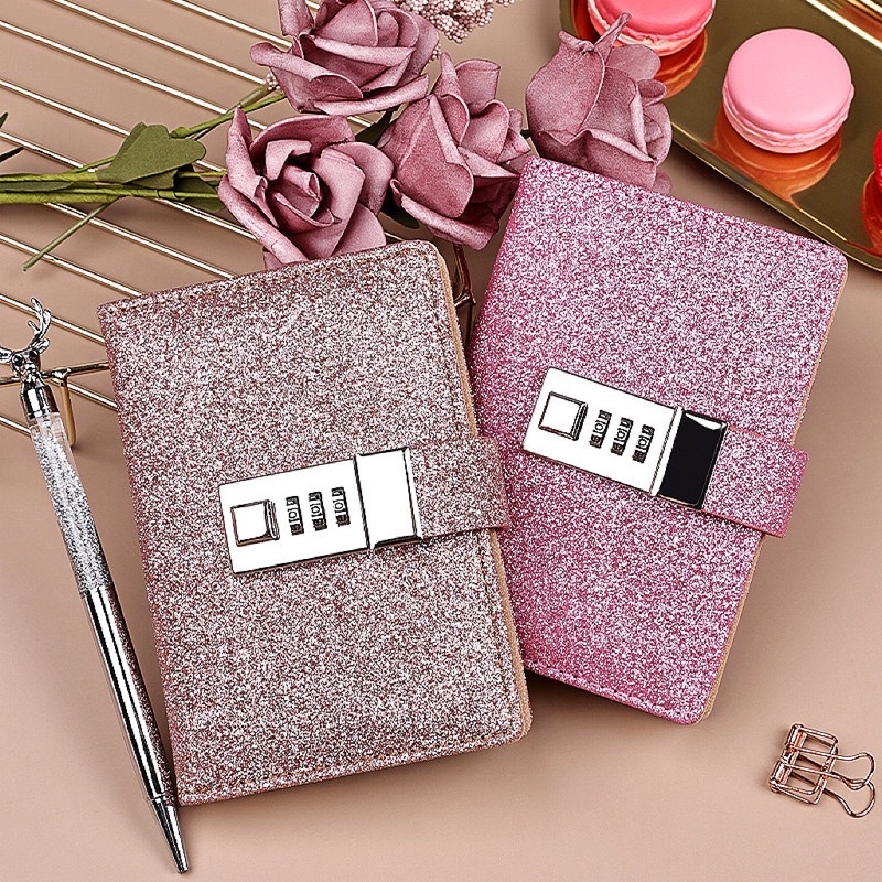 Pretty Diary with Lock A7 Creative Student Glitter Password Diary Book ...