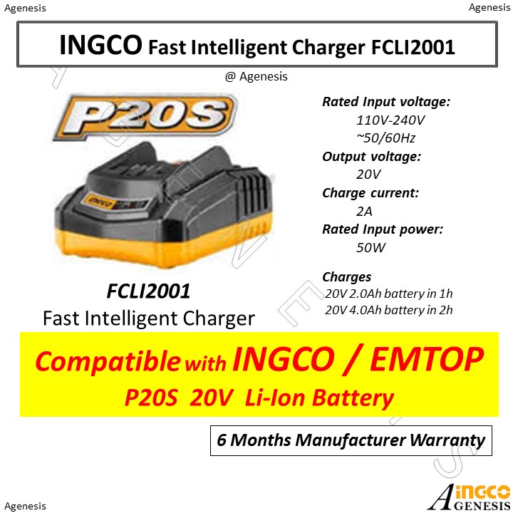 INGCO Fast Intelligent Charger FCLI2001 | Shopee Singapore