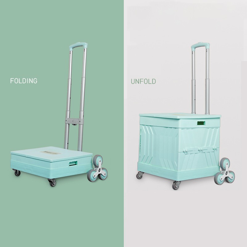 SHEEP Folding Trolley 75L/75KG Large Foldable Box Shopping Cart Plastic ...