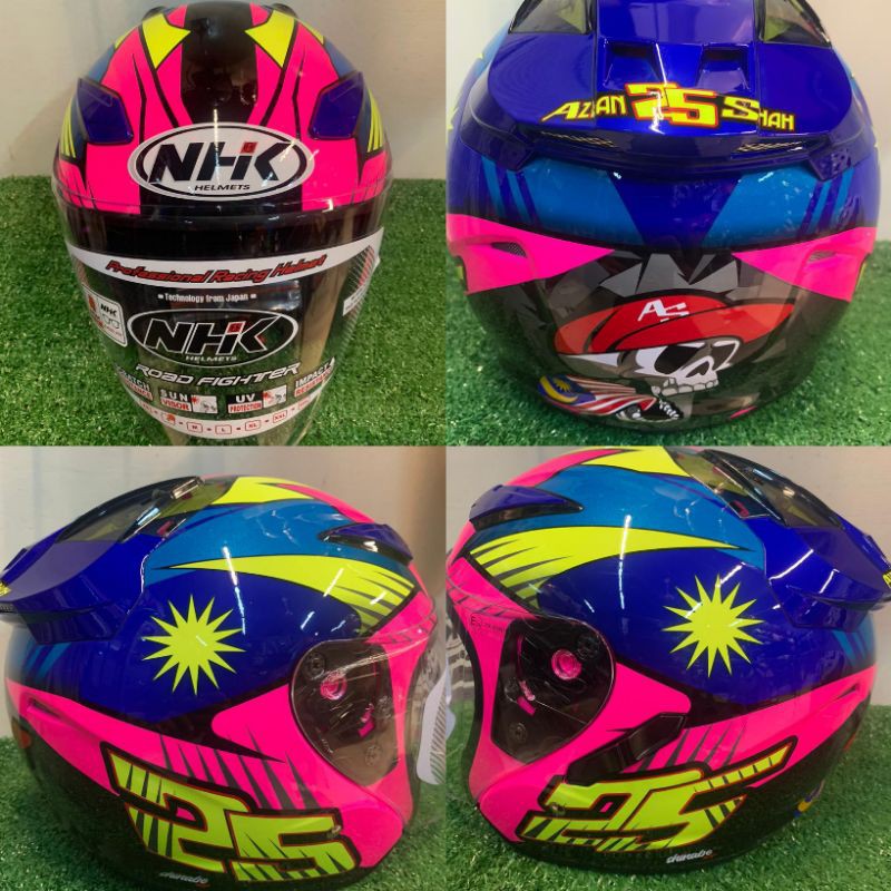 HELM NHK GPR TECH STREET AZLAN BLUE PINK-NHK GP R TECH STREET ...
