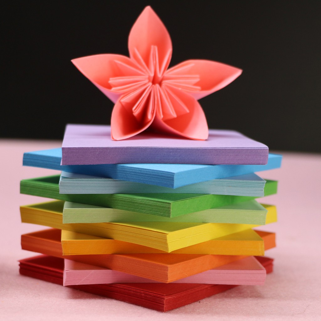 READY STOCK - 1 Pack 100 pcs 10color Folding Paper Colorful Double ...